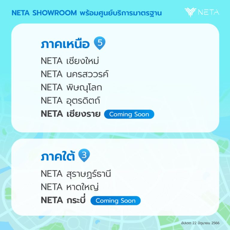NETA เปิดตัวโชว์รูมในไทย 30 แห่ง ครอบคลุมทุกภาค กรุงเทพฯ เหนือ อีสาน ...