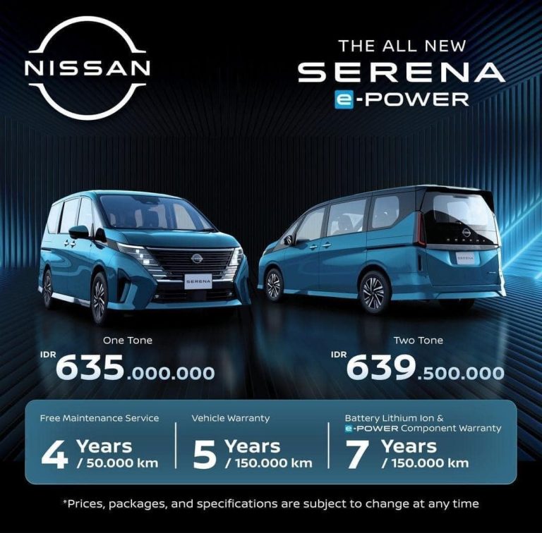 ราคา 1.37 ล้านบาทในอินโดฯ NISSAN SERENA e-POWER (C28) 1.4L 163 แรงม้า 2WD 20.6 กม./ลิตร WLTC ...